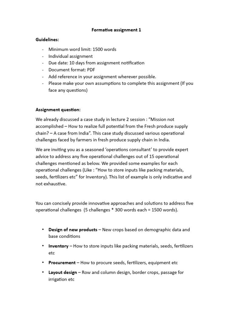 OM - Formative Assignemnt 1 PDF | PDF