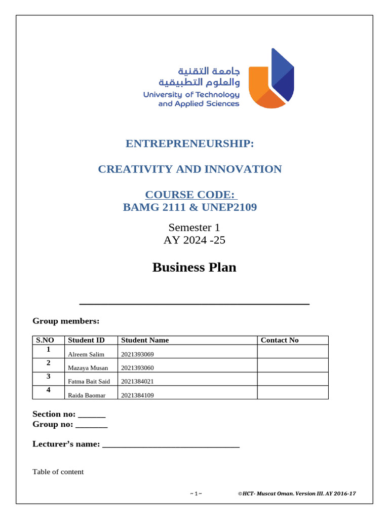 Business_Plan_Semester_1_2024-25_updated[1] | PDF | Oman | Expense