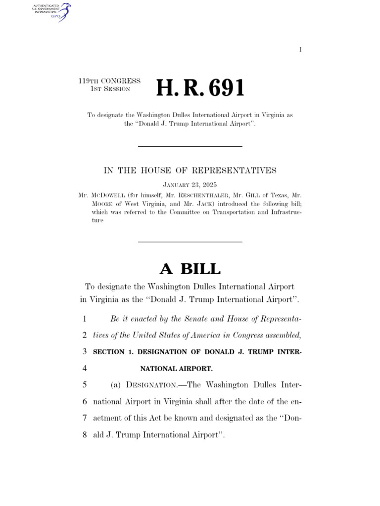 Bill 119th Congress HR 691 | PDF | Federal Government Of The United ...