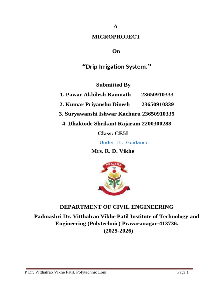 Drip Irrigation Project | PDF | Irrigation | Agriculture