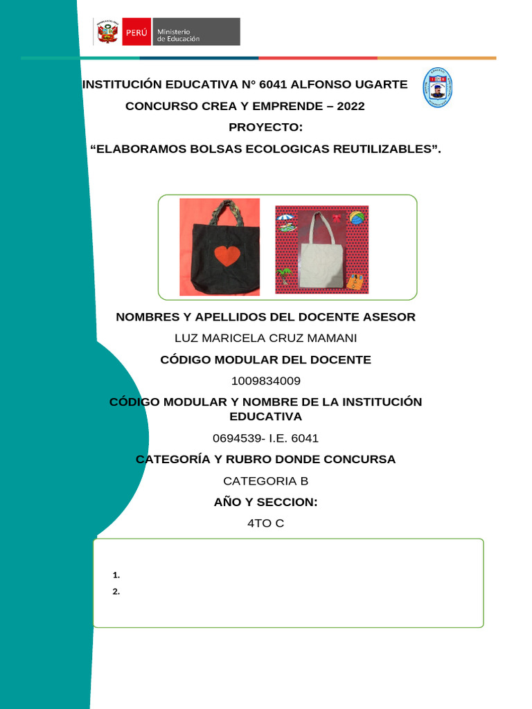 Proyecto de Bolsas Ecológicas Reutilizables | PDF | El plastico | Residuos