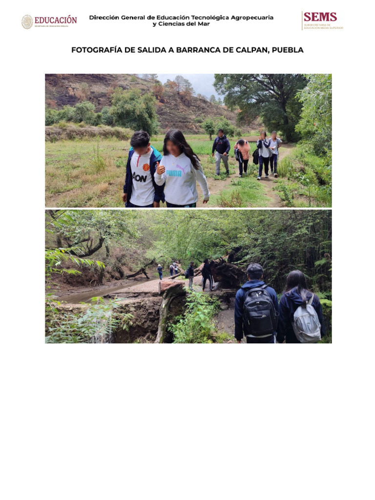 Fotografía de Salida A Barranca de Calpan, Puebla | PDF