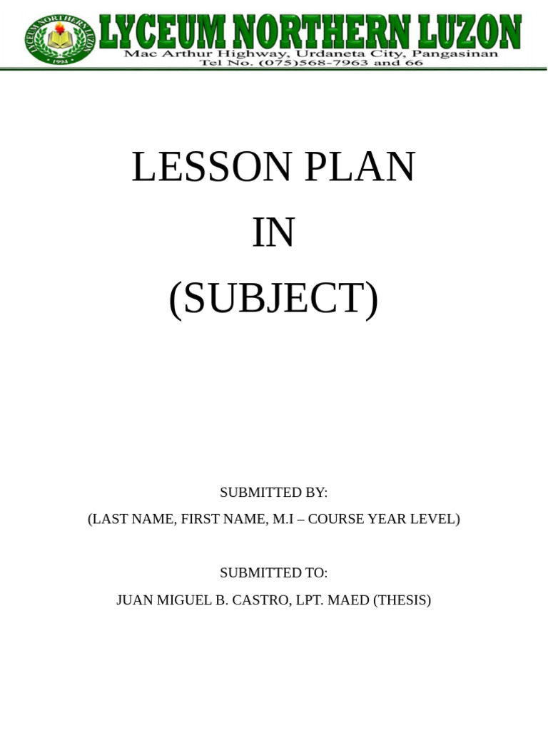 LESSON PLAN Format | PDF