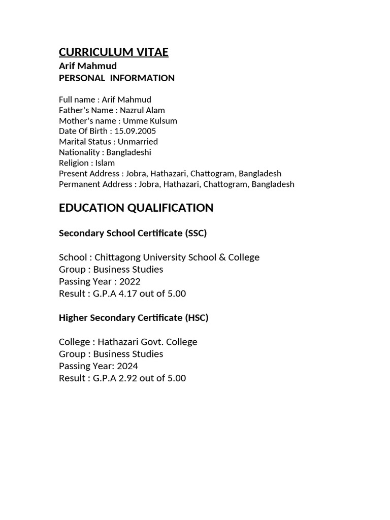 Curriculum Vitae | PDF