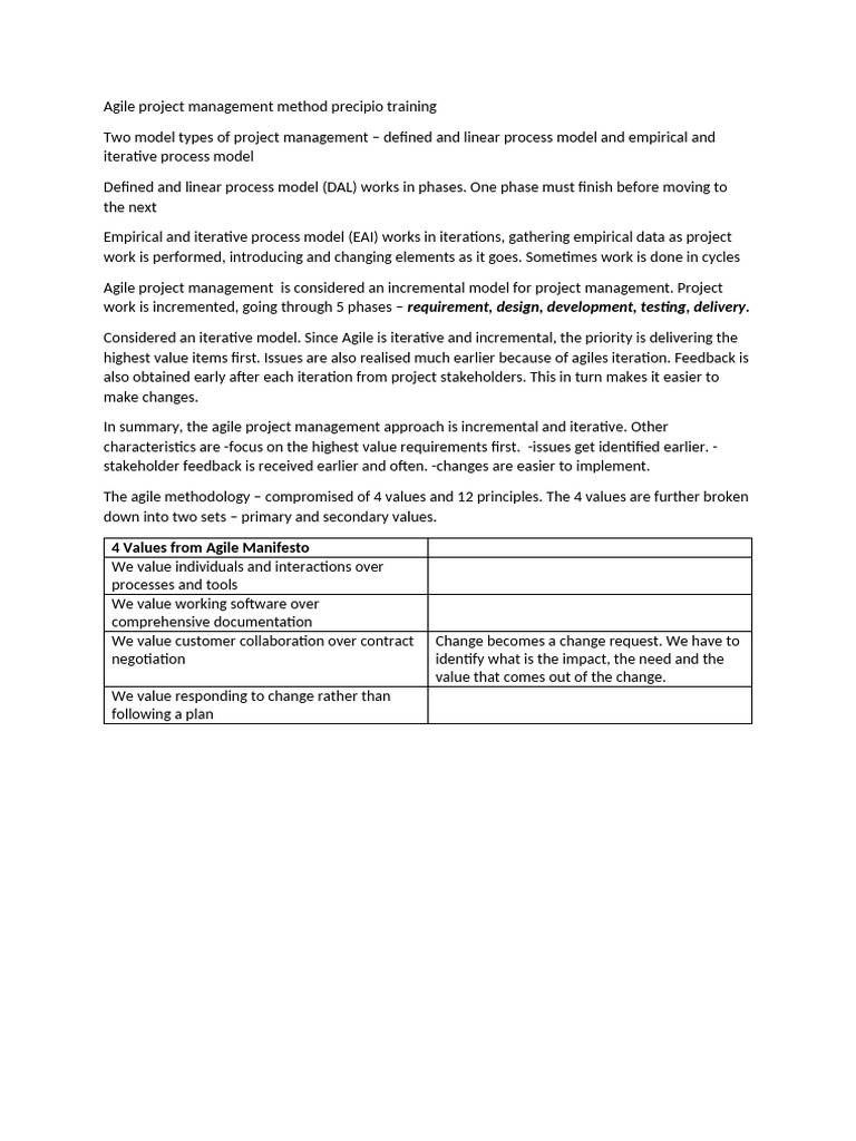 Agile Project Management Method Precipio Training | PDF | Agile ...