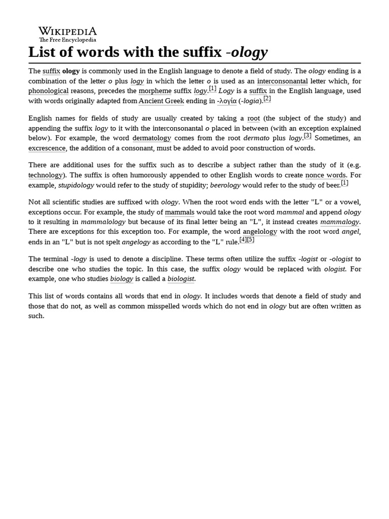 List of Words With The Suffix - Ology | PDF | Word | Behavioral ...