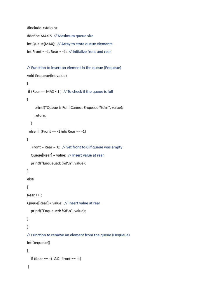 Queue ADT using Array | PDF