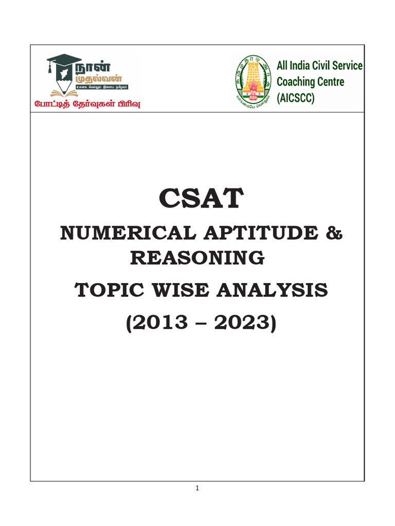 Numerical Aptitude & Reasoning - FINAL | PDF | Numbers | Algebra