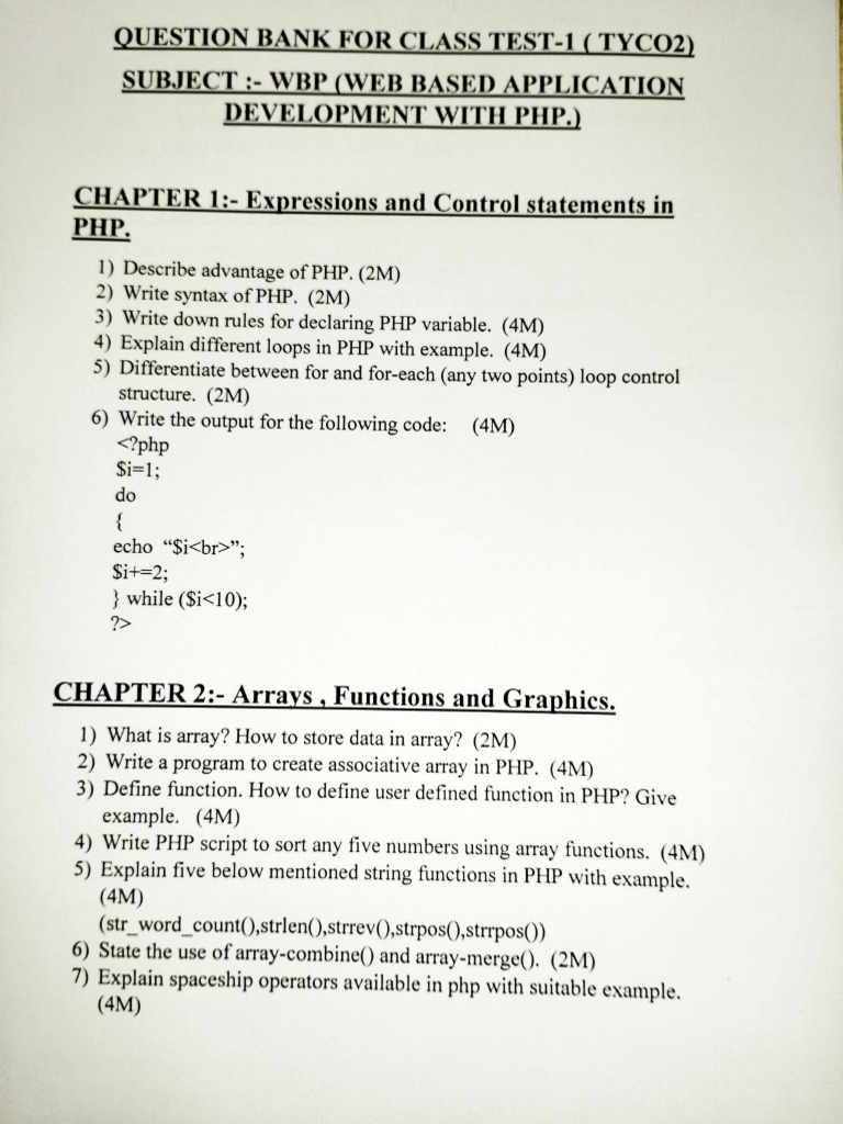 WBP(PHP)_ct1Questionbank | PDF