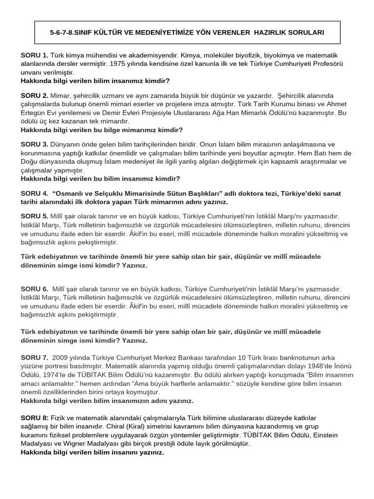Kültur Hazirlik Sorulari | PDF