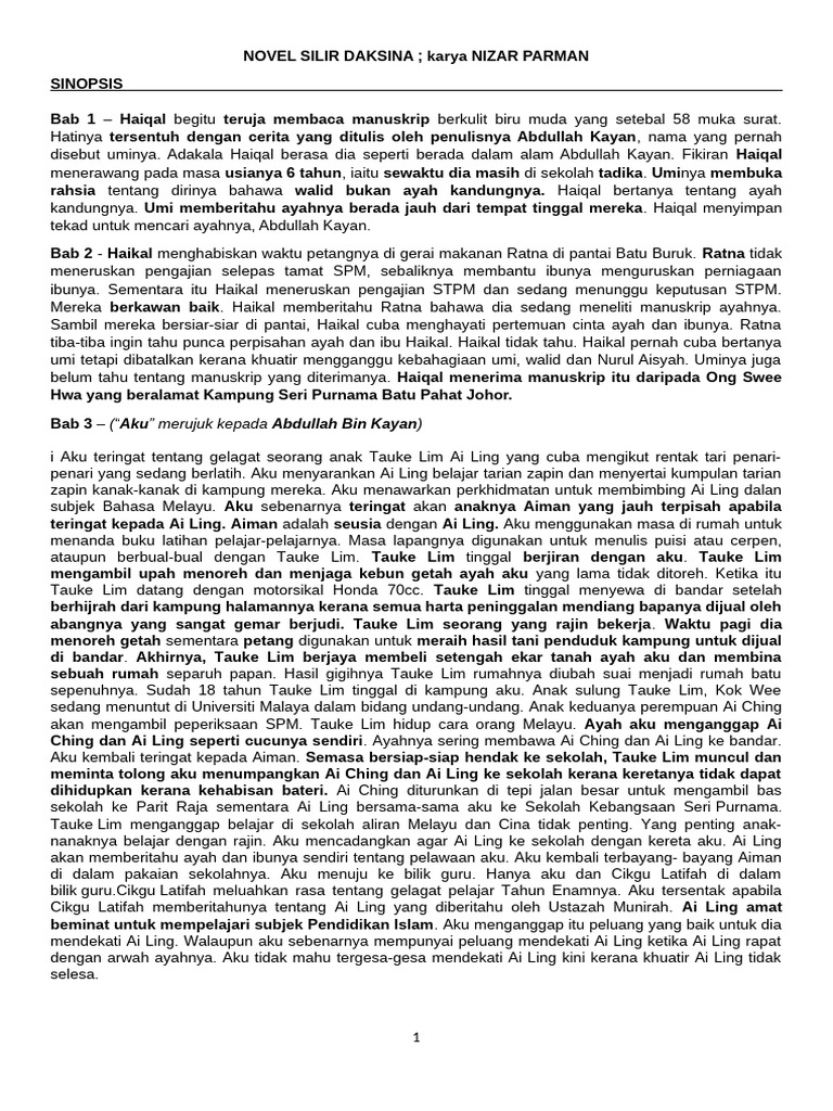 Sinopsis NOVEL SILIR DAKSINA | PDF