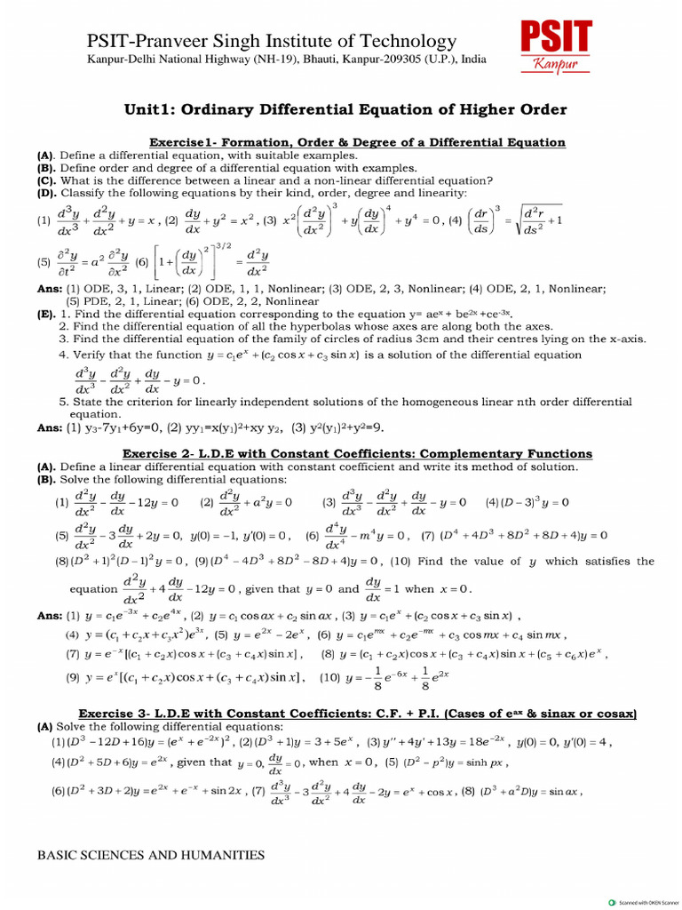 Unit 1-ODE (BAS203) Revised | PDF