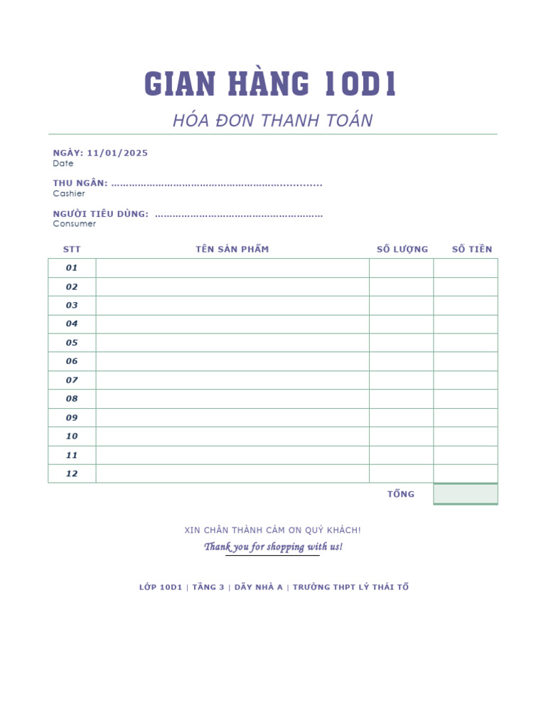 Hóa Đơn 10D1 | PDF