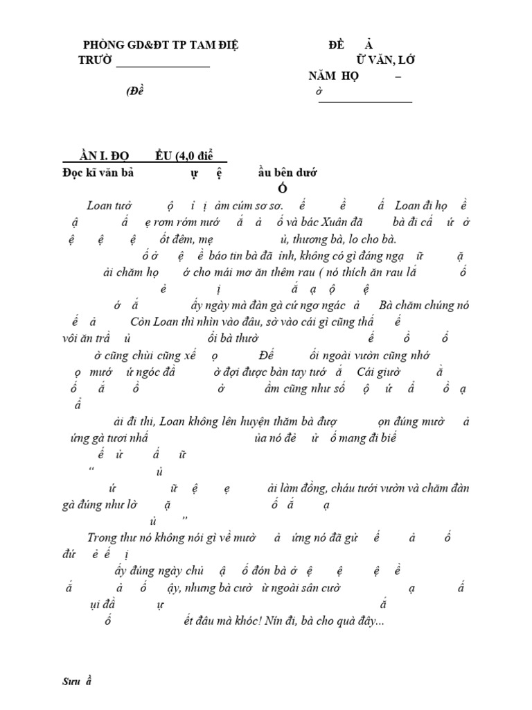 Văn 9 KH o Sát T1 | PDF