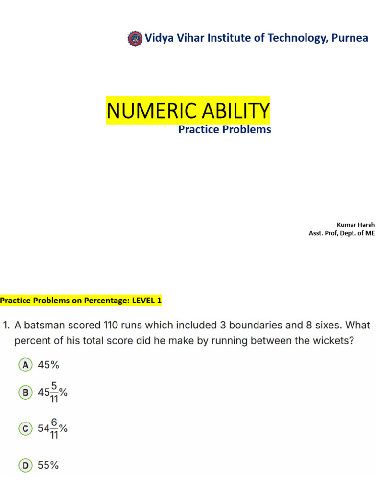 Problems On Percentage LEVEL-1 | PDF