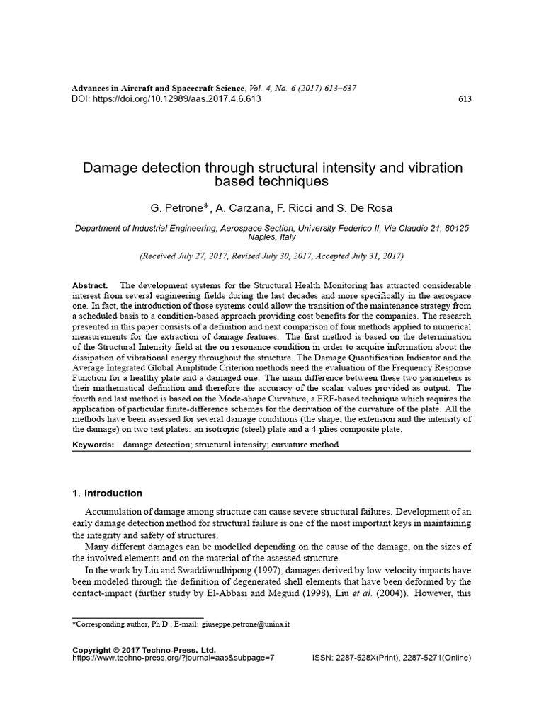 Damage Detection Through Structural Inte | PDF | Elasticity (Physics) | Composite Material