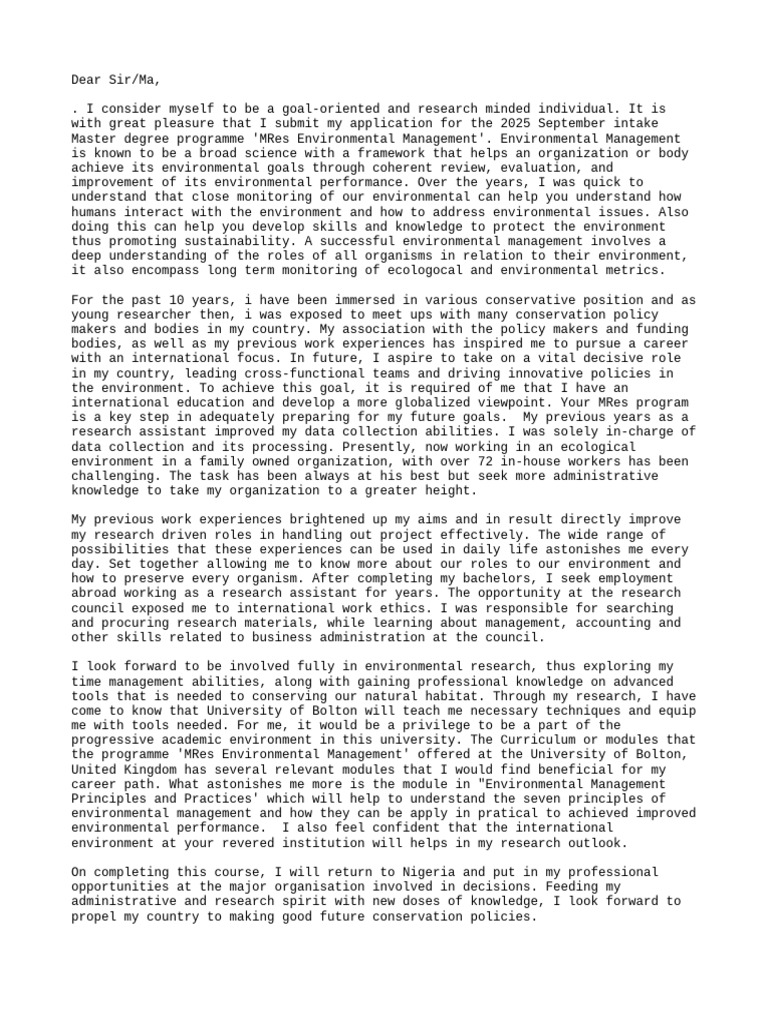 Mres Research Ecology and Con | PDF | Environmental Resource Management ...