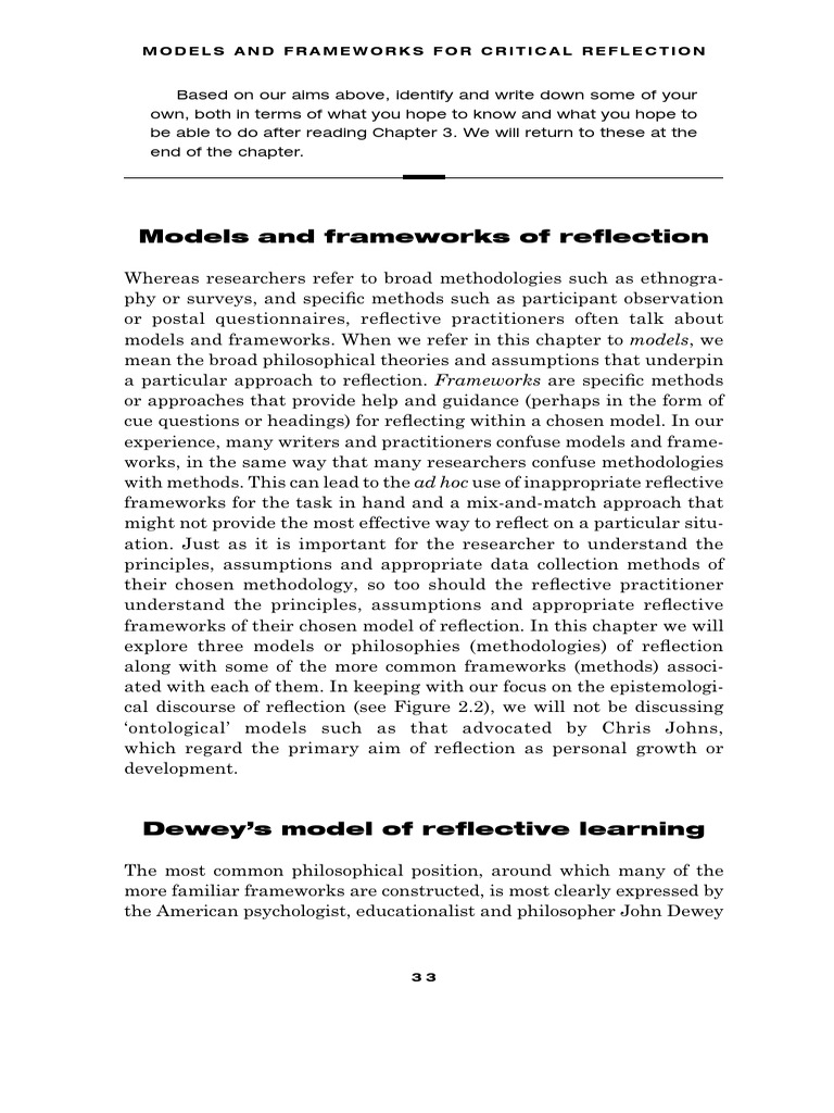 Critical Reflection In Practice Generating Knowled 3 Models And Frameworks For Critical