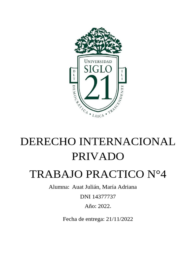 tp4 DIPr Final | PDF | Daños y perjuicios | Justicia