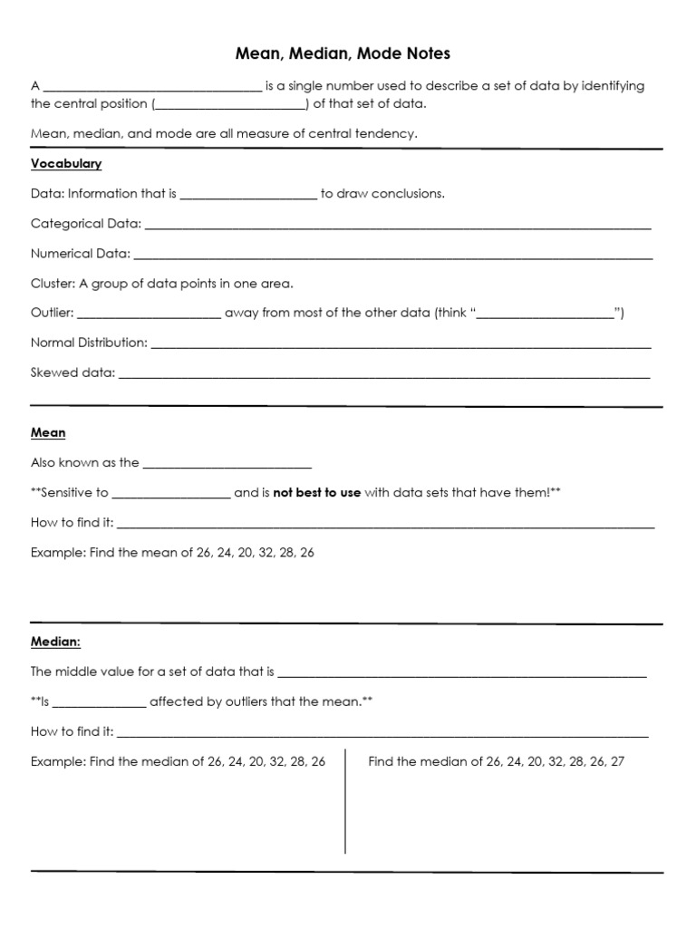 Mean Median Mode Notes | PDF
