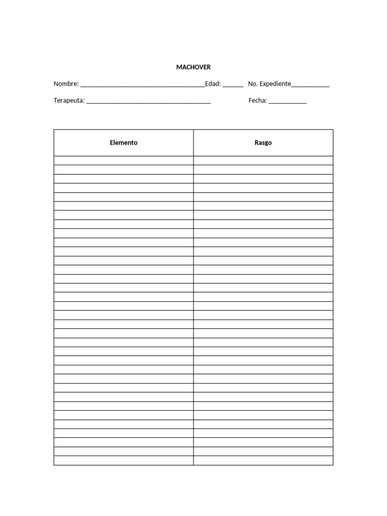 Formato interpretación Machover | PDF