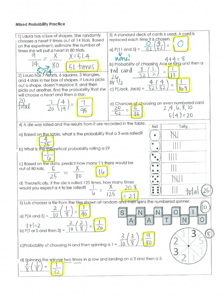 Mixed Probability Practice KEY | PDF