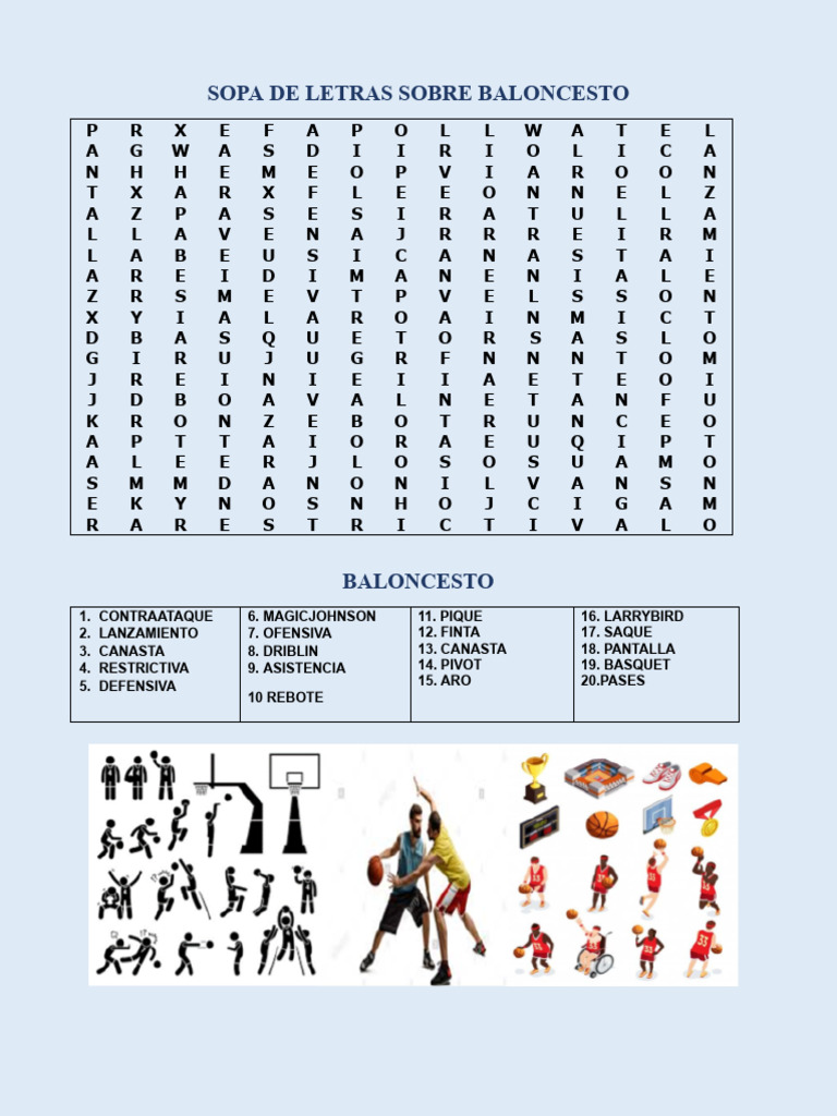 11 SOPA DE LETRAS DE BALONCESTO | PDF