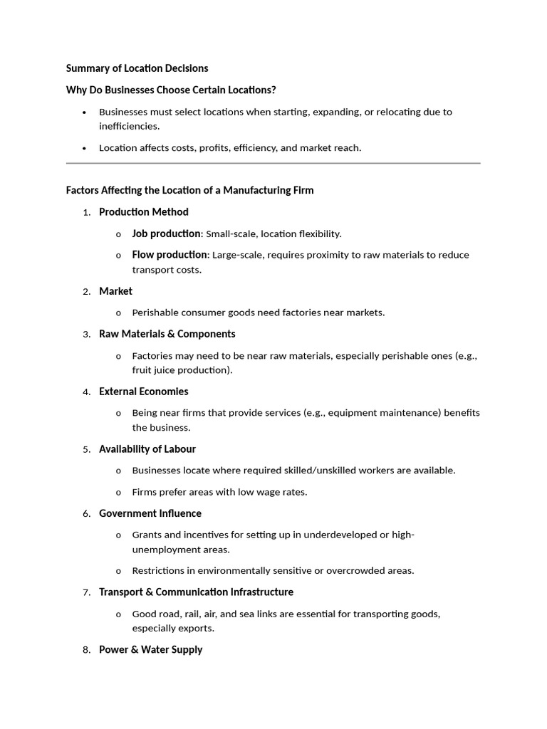 Key Factors in Business Location Decisions | PDF | Labour Economics | Taxes