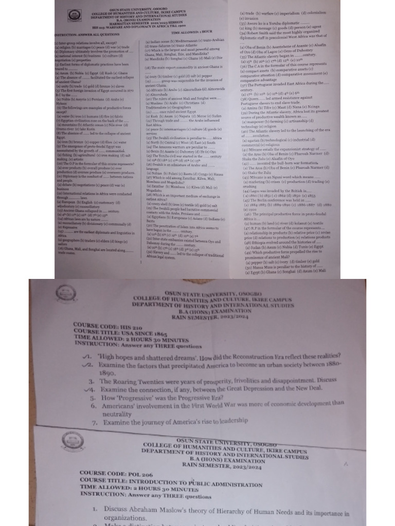 Past Questions For 200level Second Semester. | PDF