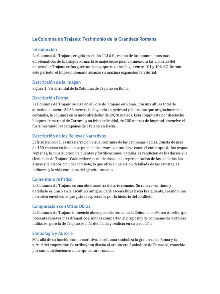 La Columna de Trajano: Grandeza Romana | PDF