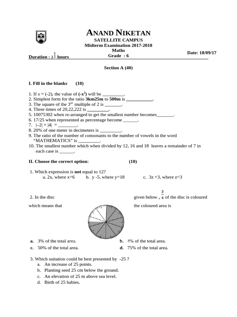 Maths Midterm Paper gr6 2017 | PDF | Numbers | Ratio