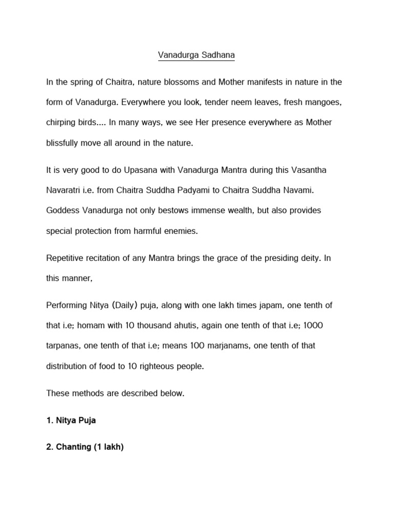 Sri Vanadurga Nitya Puja | PDF | Mantra | Hindu Worship