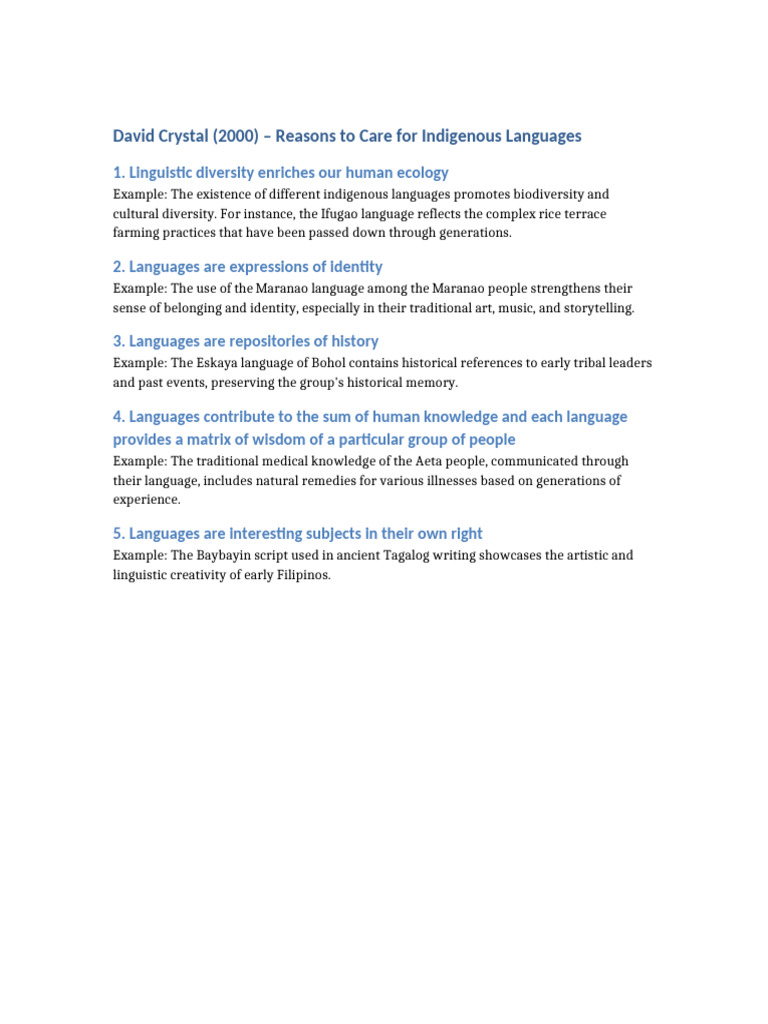 Indigenous Languages Examples | PDF