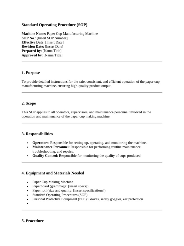 Paper Cup Machine SOP Guide | PDF | Personal Protective Equipment ...