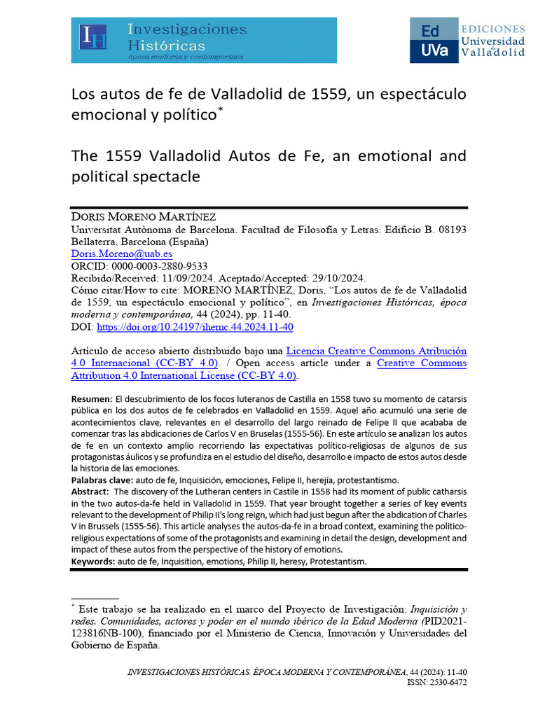 Los Autos de Fe de Valladolid de 1559 Un Espectacu | PDF | Inquisición española | Inquisición