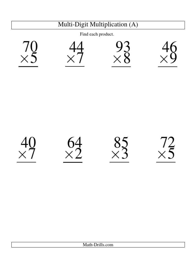 Multi-Digit Multiplication Practice Worksheets | PDF