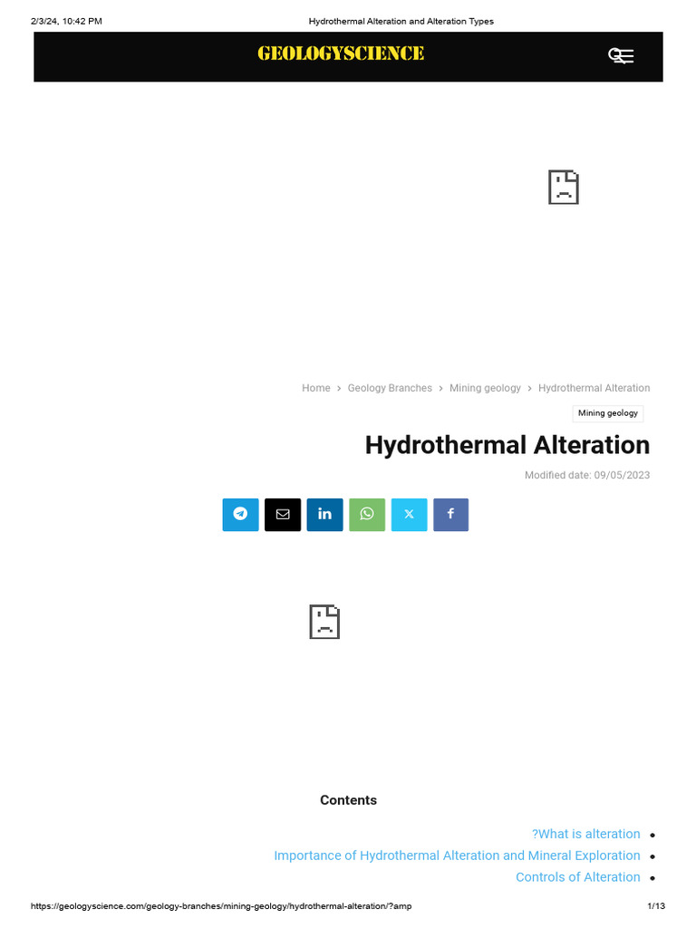 Hydrothermal Alteration and Alteration Types | PDF | Minerals | Rock ...