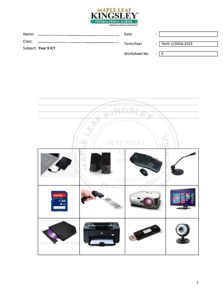 Y9. Worksheet #3 - The Main Components of A Computer | PDF | Computer Hardware | Computer Data ...