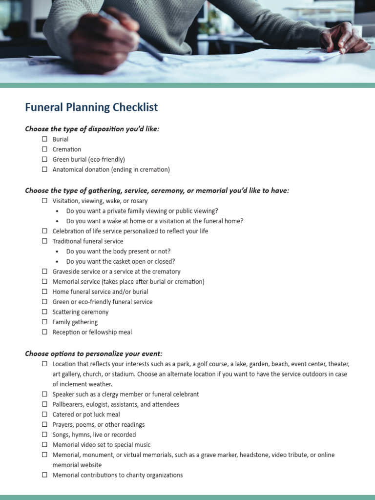 FB Funeral Planning Checklist | PDF | Funeral | Burial