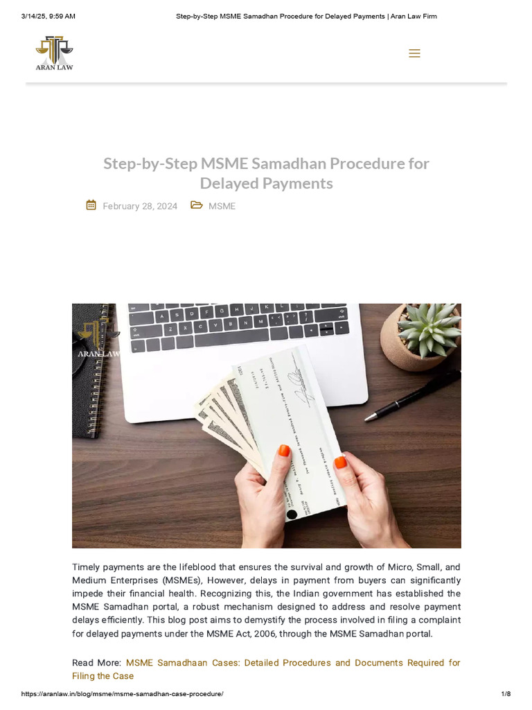 Step-By-Step MSME Samadhan Procedure For Delayed Payments - Aran Law Firm | PDF | Complaint ...