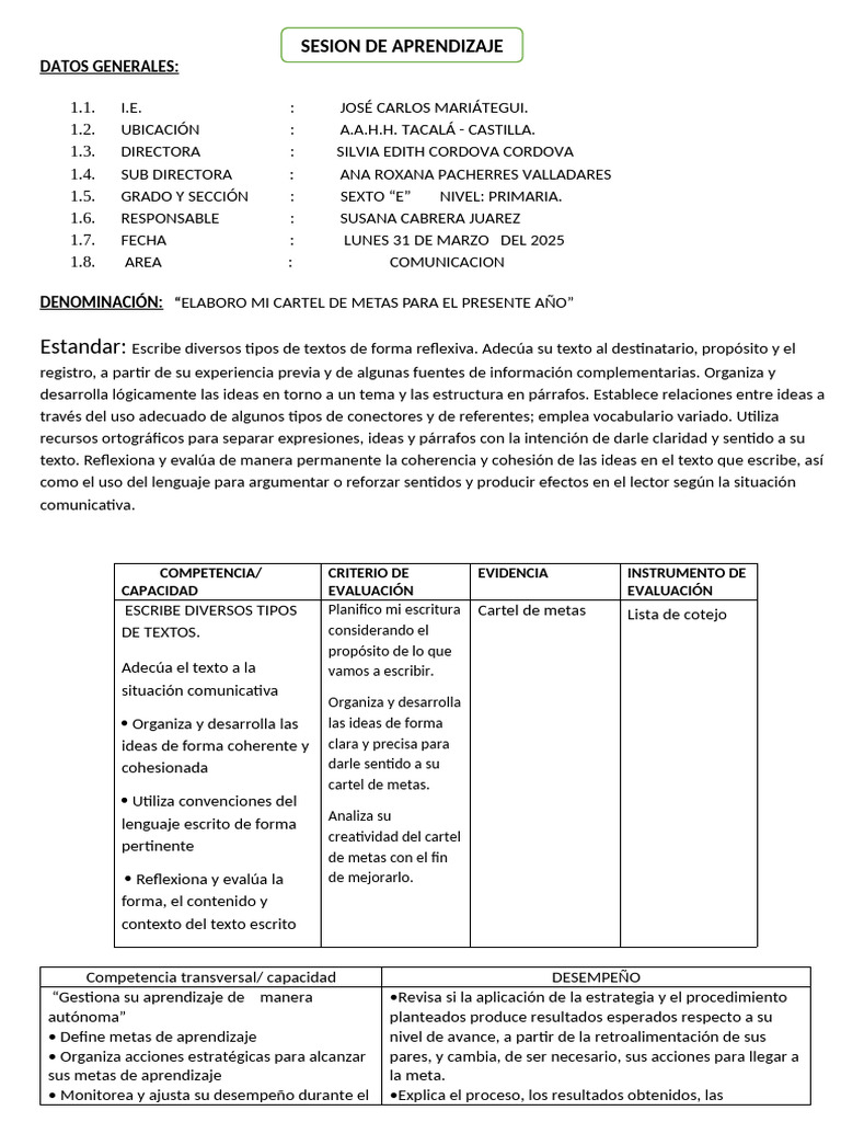 Elaboro Mi Cartel de Metas | PDF | Aprendizaje | Felicidad