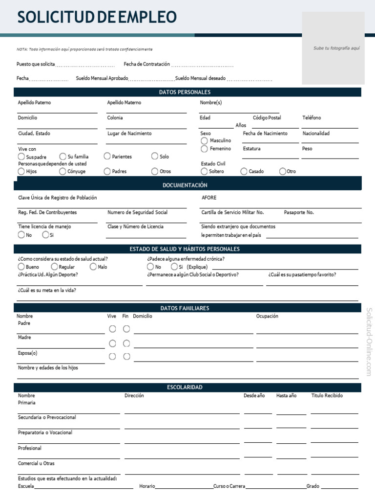 Solicitud de Empleo Detallada | PDF