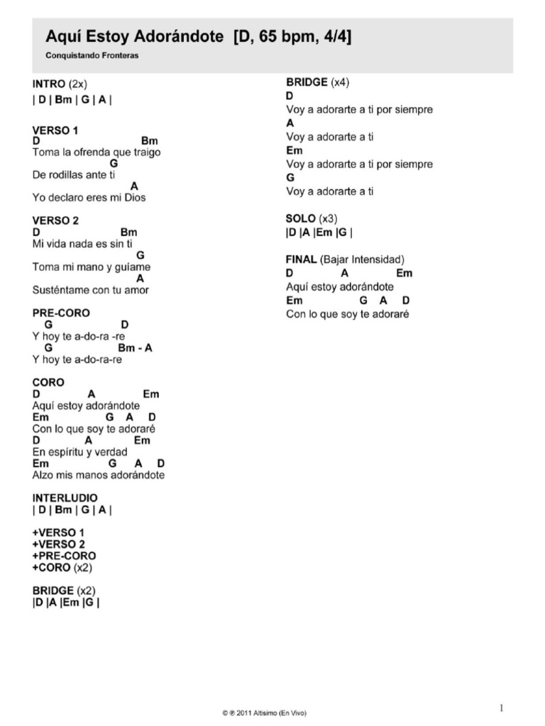 Aqui Estoy Adorándote - D - ORIGINAL | PDF