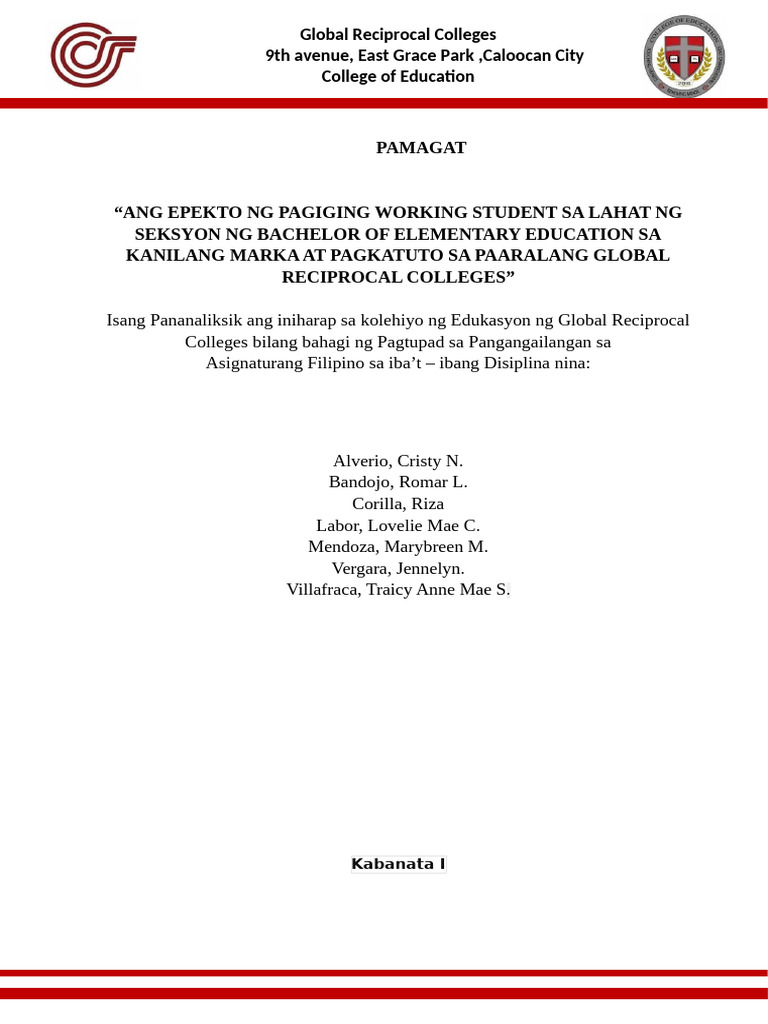 PINAL NA KONSEPTONG PANANALIKSIK Unang Pangkat | PDF