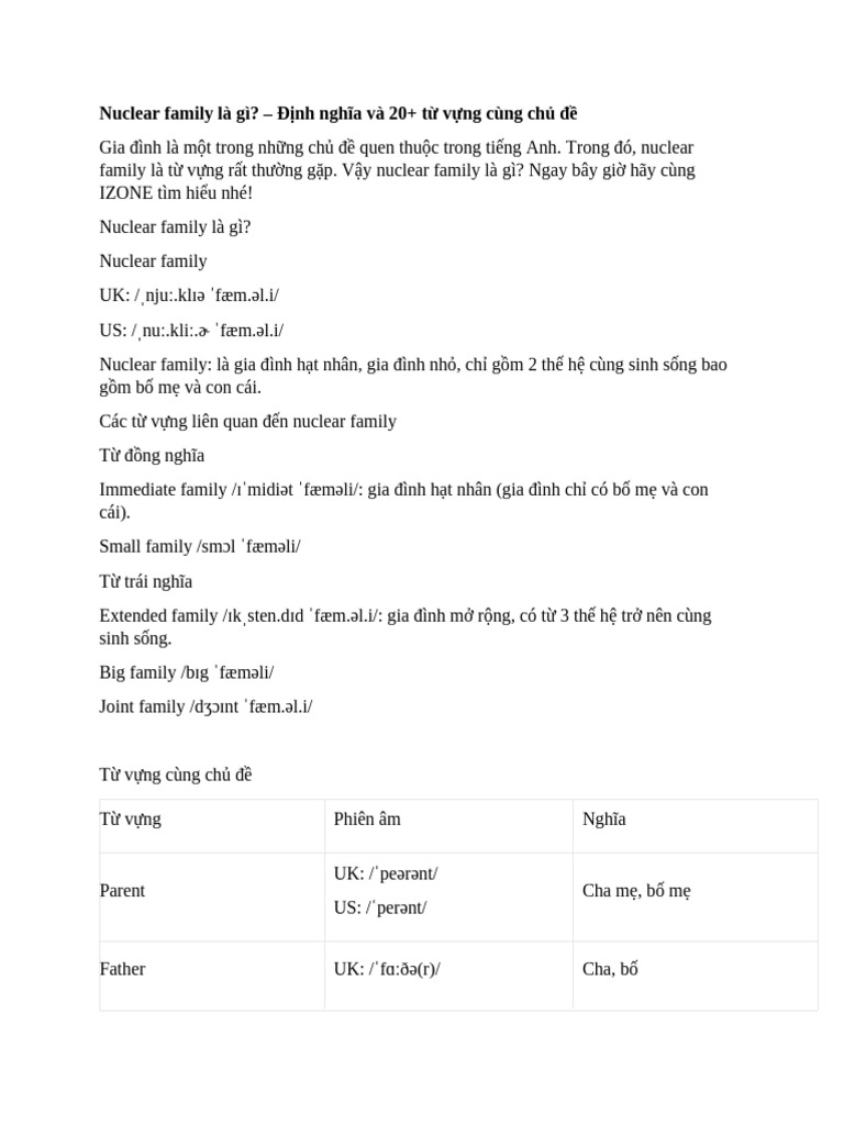 Nuclear Family Là Gì | PDF