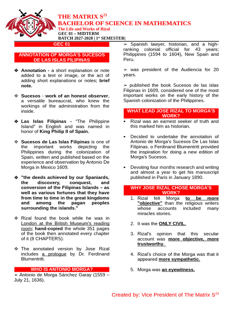 Matrix Gec 01 Reviwer | PDF