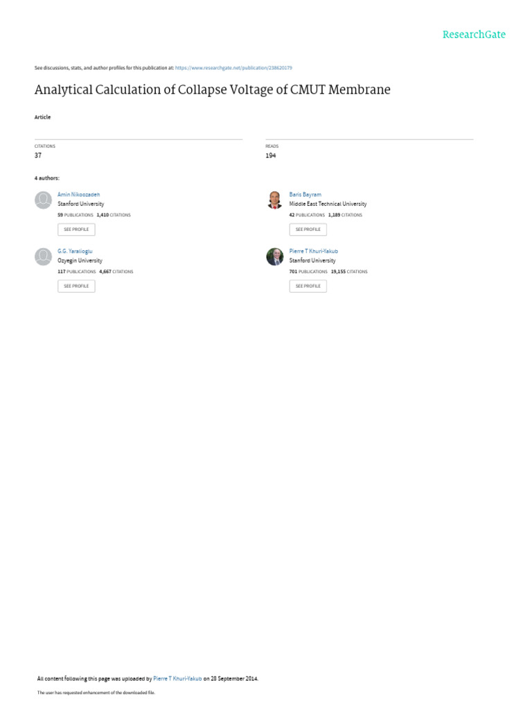 Analytical_Calculation_of_Collapse_Voltage_of_CMUT | PDF | Bending ...