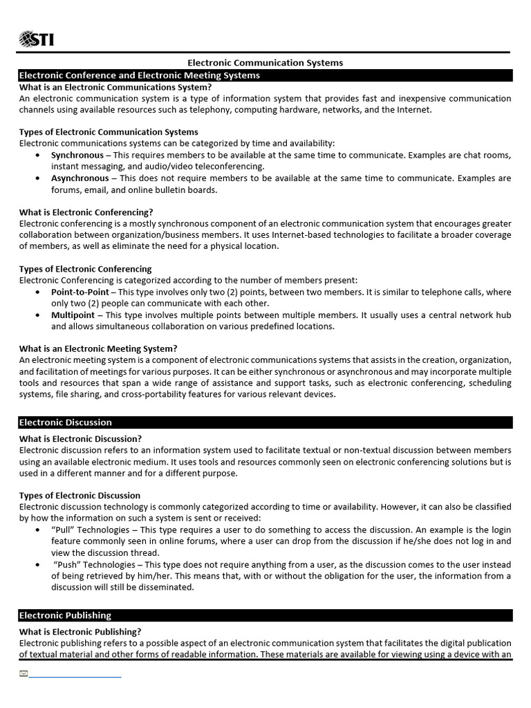 Overview of Electronic Communication Systems | PDF | Electronic ...