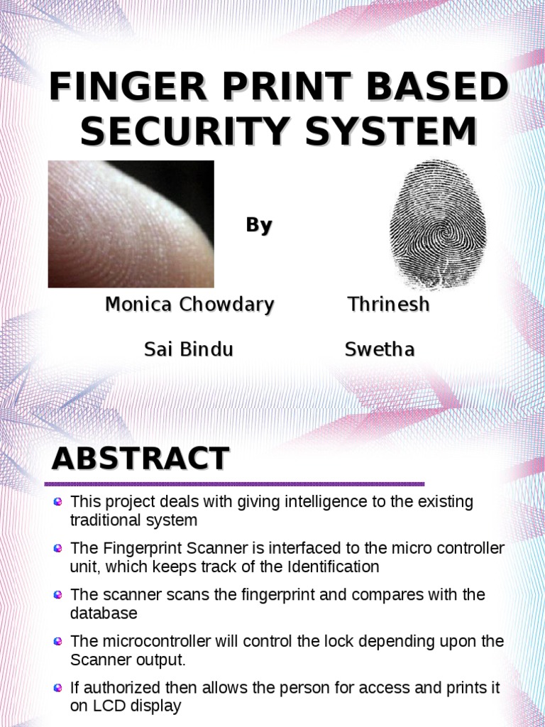Finger Print Based Security System | PDF | Electrical Engineering | Computer Hardware
