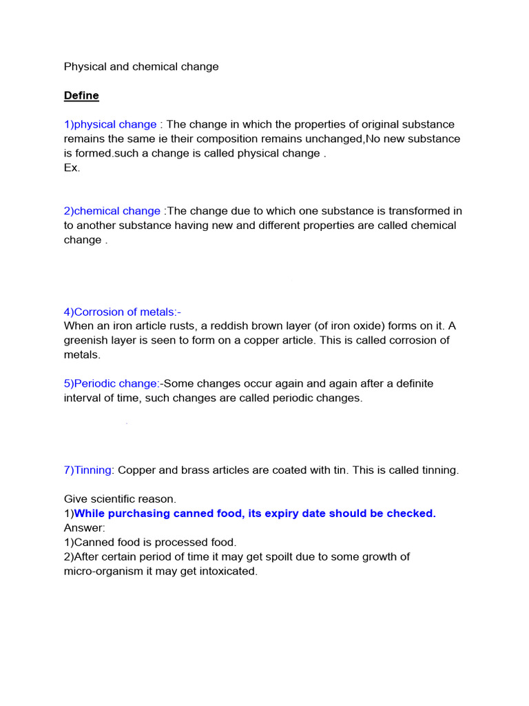 Physical and Chemical Change | PDF | Corrosion | Chemical Substances